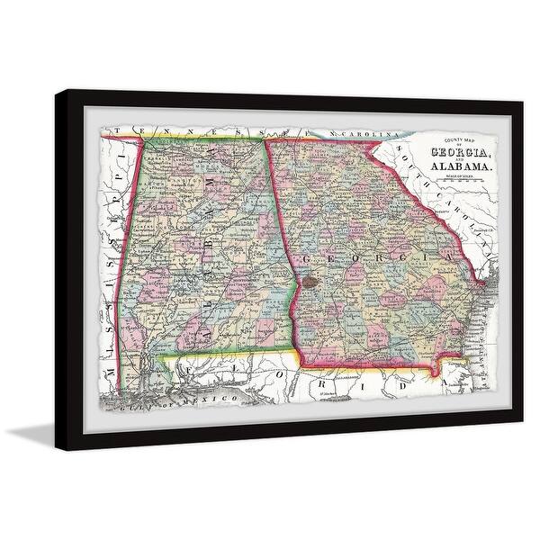 'Vintage Map of Georgia and Alabama' Framed Painting Print - Bed Bath ...