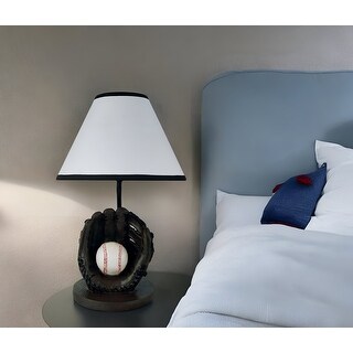 HomeRoots 15" Black Baseball Table Lamp With Black And White Empire ...