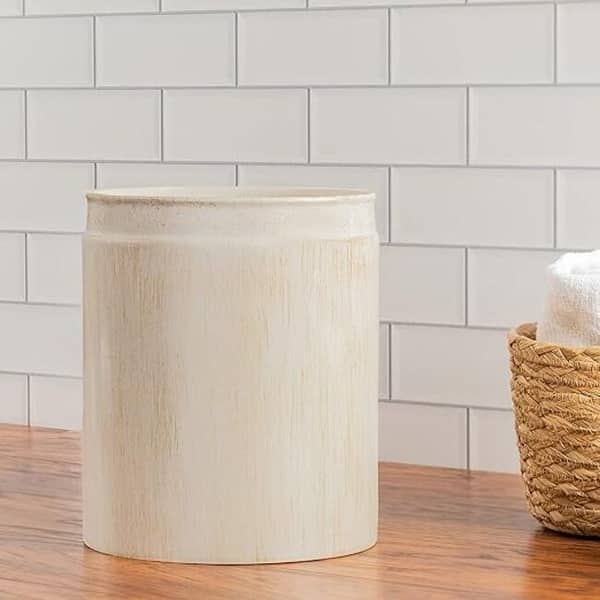 Creative Scents Rustic Luxe Beige Small Bathroom Trash Can - Rustic ...