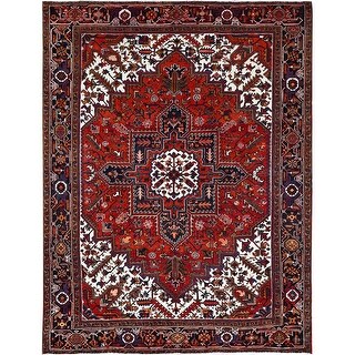 Shahbanu Rugs Tomato Red Pure Wool Hand Knotted Semi Antique Persian ...