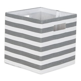 13" Gray and White Striped Square Storage Bin - Bed Bath & Beyond ...