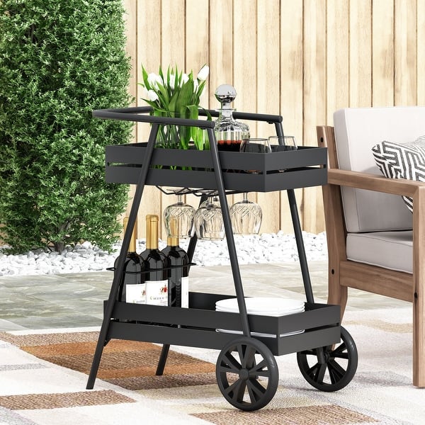Rex Outdoor Metal Bar Cart by Christopher Knight Home - Bed Bath ...