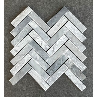 Calacatta Grey 1 x 4 Marble Harringbone Wall and Floor Mosaic - Case (5 ...