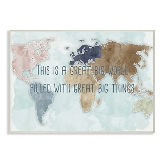 Stupell This is a Great Big World Phrase Map of Continents Wood Wall ...