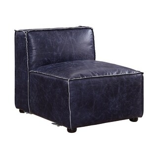 Welt Trim Edges Leatherette Armless Chair with Bun Feet, Blue - Bed ...