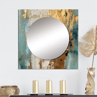 Designart "Gilded Daydreams VII" Abstract Minimalism Wall Mirror ...