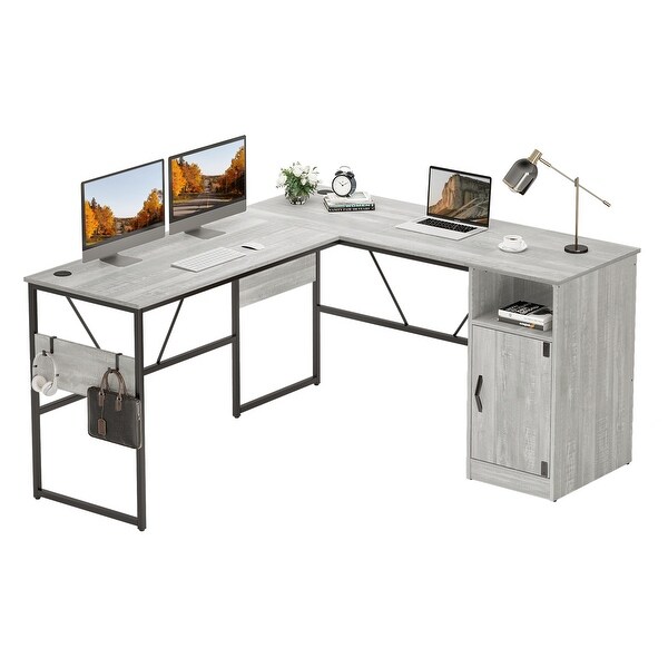 60 L Shaped Desk with Storage Cabinet Office Computer Desk On Sale Bed Bath Beyond 36240252