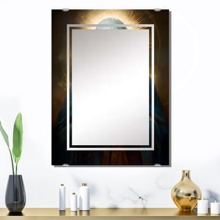 Designart "Mother Mary Christian Portrait I" Christianism Mirror Gold ...