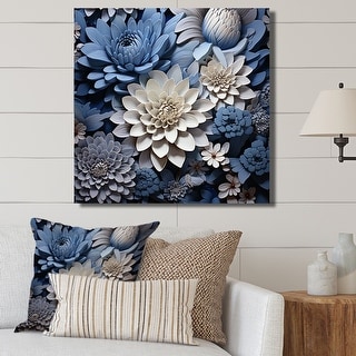 Designart "Graceful Mums Black And Muted Blue Painting IV" Mums Wall ...
