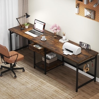 79 Inch Extra Long Desk, Double Desk with 2 Drawers, Two Person Desk ...