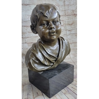 Bronze Metal Bust Statue Sculpture Of Young Boy Child On Marble Base ...