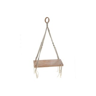 Cotton Rope Wall Hanger With Wooden Shelf - Bed Bath & Beyond - 40153195