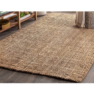 9x12 Feet Thick Chunky Natural Jute Hand-Woven Braided Farmhouse Area ...