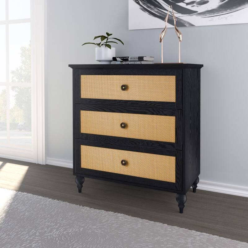 Newcomb Black 3 Drawer Chest - Overstock - 35568428
