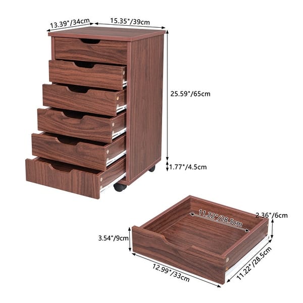6-Drawer Wood File Cabinet Mobile Storage Cabinet for Closet - Bed Bath ...