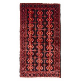 ECARPETGALLERY Hand-knotted Royal Baluch Black Wool Rug - 3'4 x 5'11 ...