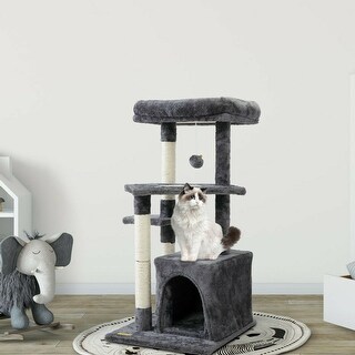 Double Level Cat Tree Stand House Pet Play House - 2 Colors - Bed Bath ...