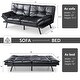 Modern Faux Leather Futon with Memory Foam and Adjustable Armrests ...