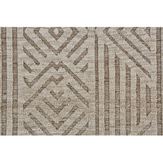 4' X 6' Tan Ivory And Brown Geometric Stain Resistant Area Rug - 3'6 ...