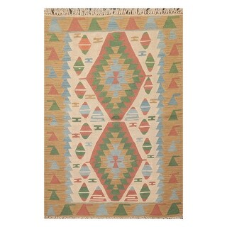 Hand Knotted Kilim Beige,Rust Kilim Wool Traditional Oriental Area Rug ...