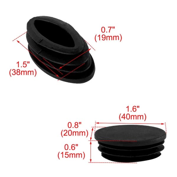 Table Chair Leg Feet Oval Pipe Tube Insert Black 20 x 40mm 20 Pcs - 1.6 ...