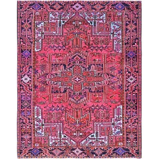 Shahbanu Rugs Pale Violet Red Old Persian Heriz Good Condition Pure ...