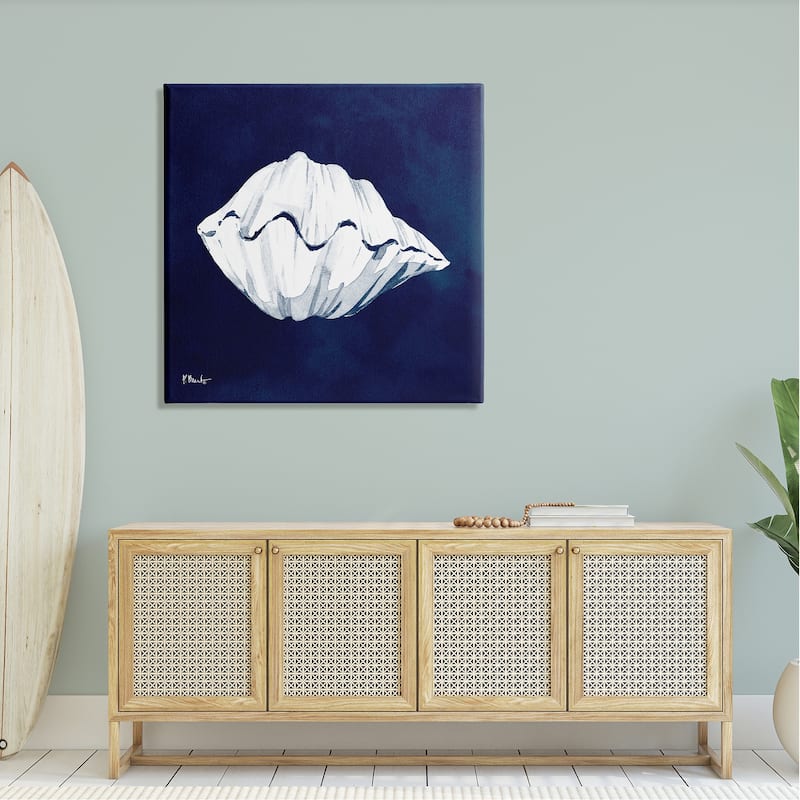 Stupell Cyanotype Shells Coastal Clam Stretched Canvas Wall Art, Design ...