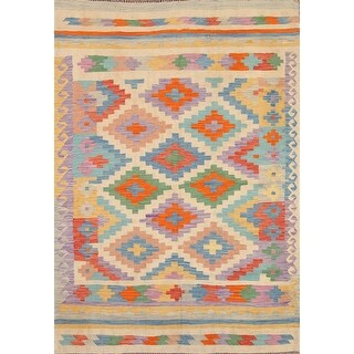 Multi-Color Southwestern Geometric Kilim Rug Flat-weave Wool Carpet - 5 ...