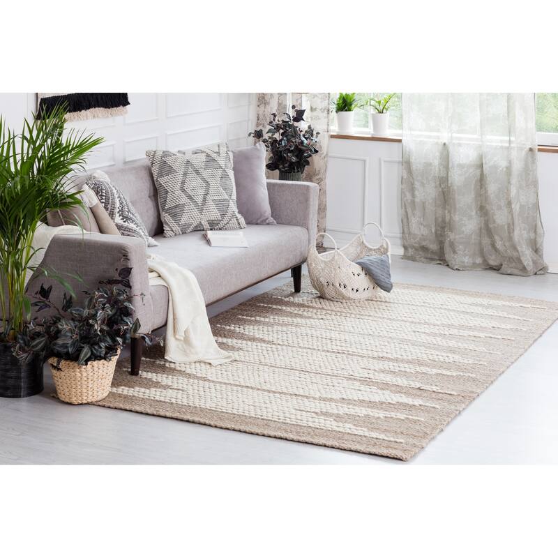 Marconi Natural with Ivory Wool Pattern Area Rug - Overstock - 31244012