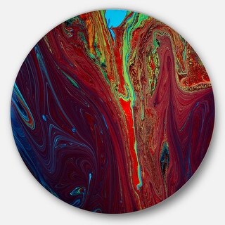 Designart 'Dark Red Abstract Acrylic Paint Mix' Abstract Large Disc ...