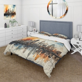 Designart "Colorful Nyc Cityscape Watercolor II" Multi-Color Industrial ...