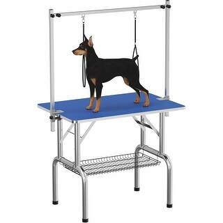 36" Pet Grooming Table with Adjustable Arm & Storage Tray, Folding ...