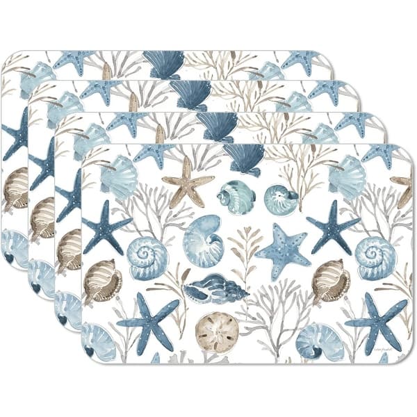 CounterArt Blue Escape Reversible Easy Care Flexible Plastic Placemat 4 ...