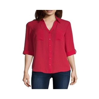 Byer Women's Crepe Blouser Red Size Small - Bed Bath & Beyond - 40583065