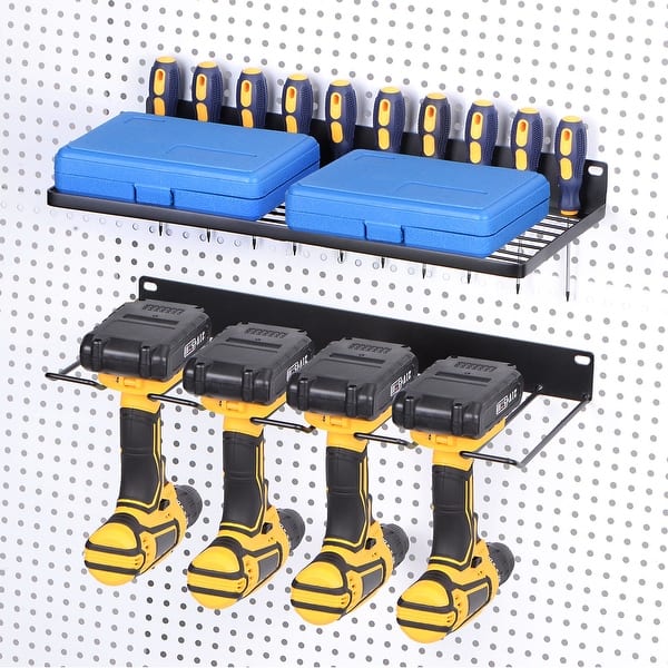 Power Tool Organizer Separate 2 Layers 4 Drill Storage Racks Wall Mount ...