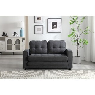 55"Loveseat Pull-Out Sofa Bed, Upholstered Couch w/Side Pocket - Bed ...