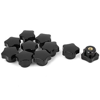 M6 Female Thread Dia Brass Core Black Plastic Star Head Screw Knob 10 ...