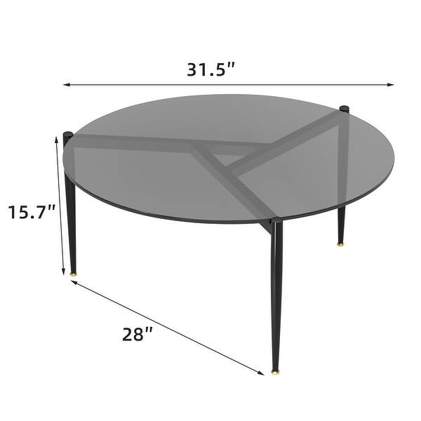 Round Glass Coffee Table Circle Center Table for Living Room Office ...
