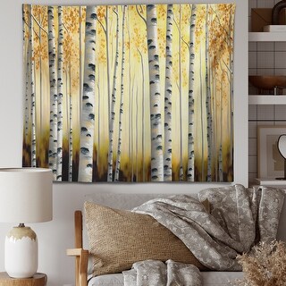 Designart 'Golden Birch Trees Forest II' Landscape Forest Wall Tapestry ...