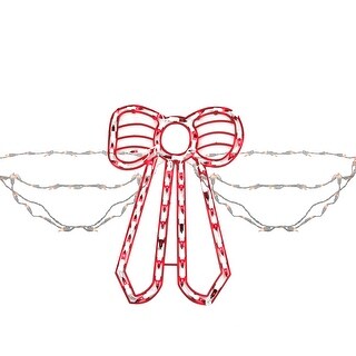 155-Count Red and White Swag Style Christmas Lights with Shimmering Bow ...