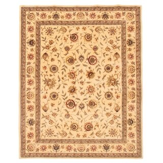 ECARPETGALLERY Hand Tufted Tabriz Ht Cream Viscose, Wool Rug - 7'11 x 9 ...