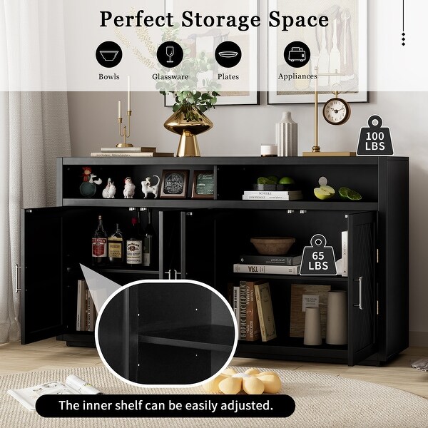 Open shelf buffet table store