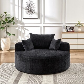 Round Modular Single Sofa Black 54'' Chenille Sleeper Chair w/Pillow ...