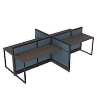 4 Person Straight Desk Call Center Setup 3x5x39"H Cubicles With Power ...