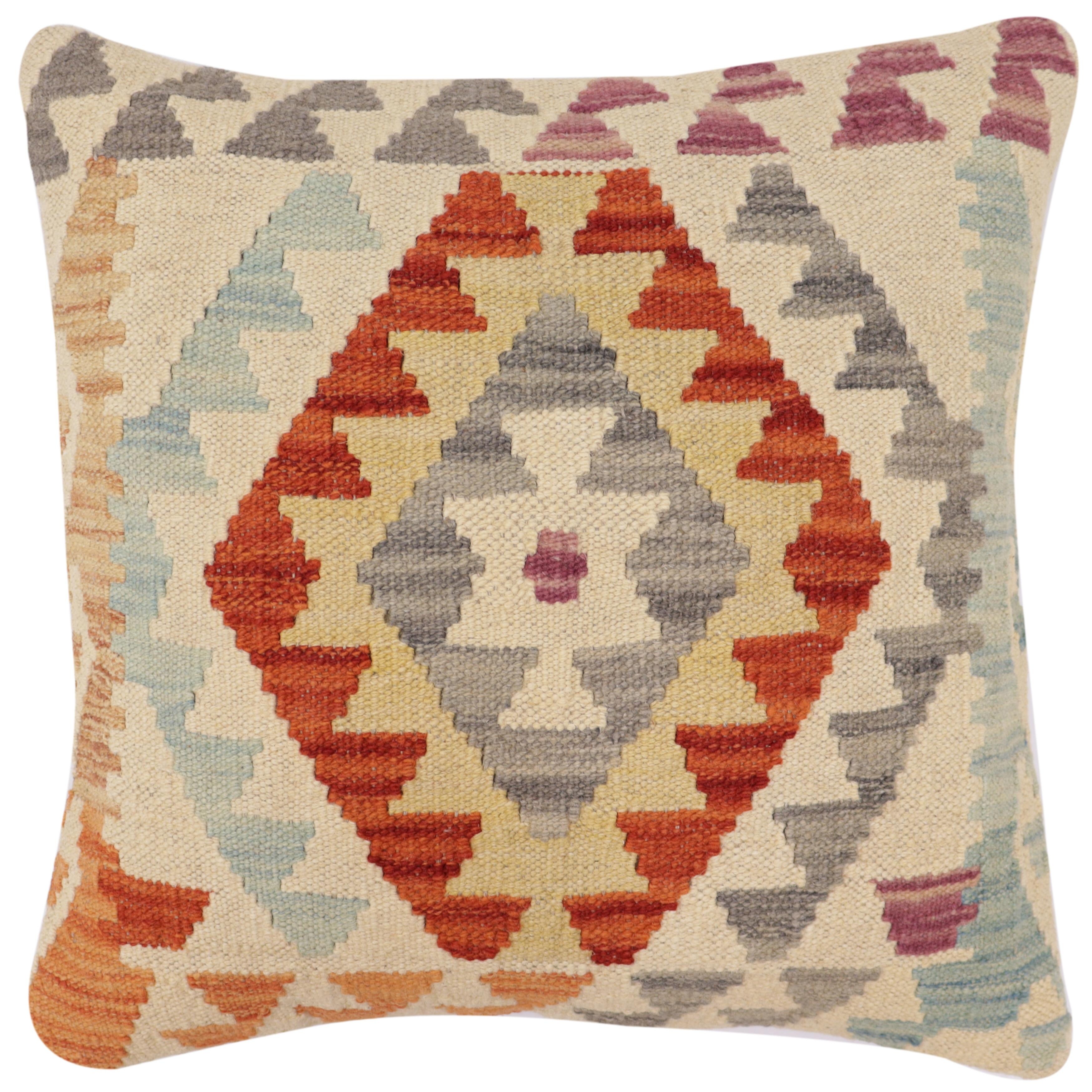 Rustic Kristine Turkish Hand-Woven Kilim Pillow - 18'' x 18'' - Bed ...