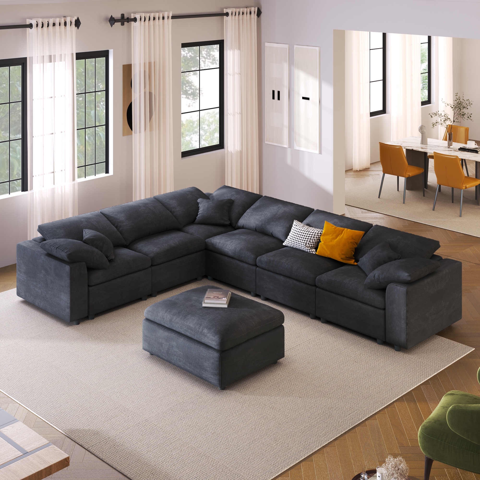159 Oversized Modular Sectional Sofa with Ottoman Multi Functional L Shaped Corner Sectional Couches for Living Room Office Bed Bath Beyond 39823670