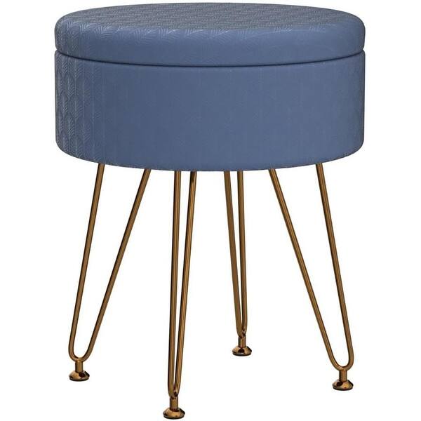 Foot Stool Storage with Removable Lid Round Sofa Stools Foot - Bluish ...