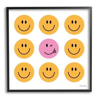Stupell Pink & Yellow Smiley Faces Framed Giclee Art Design by Rachel ...