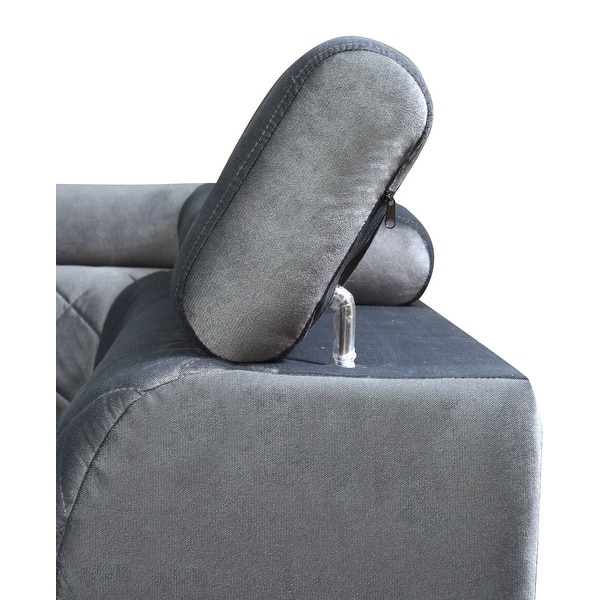 Frisco Modern Grey Velvet Upholstered Convertible Sectional Sofa with ...