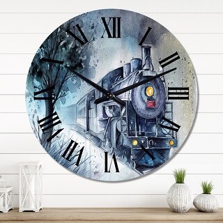 Designart 'A Steam Locomotive In Grey Green Colors With Grass ...